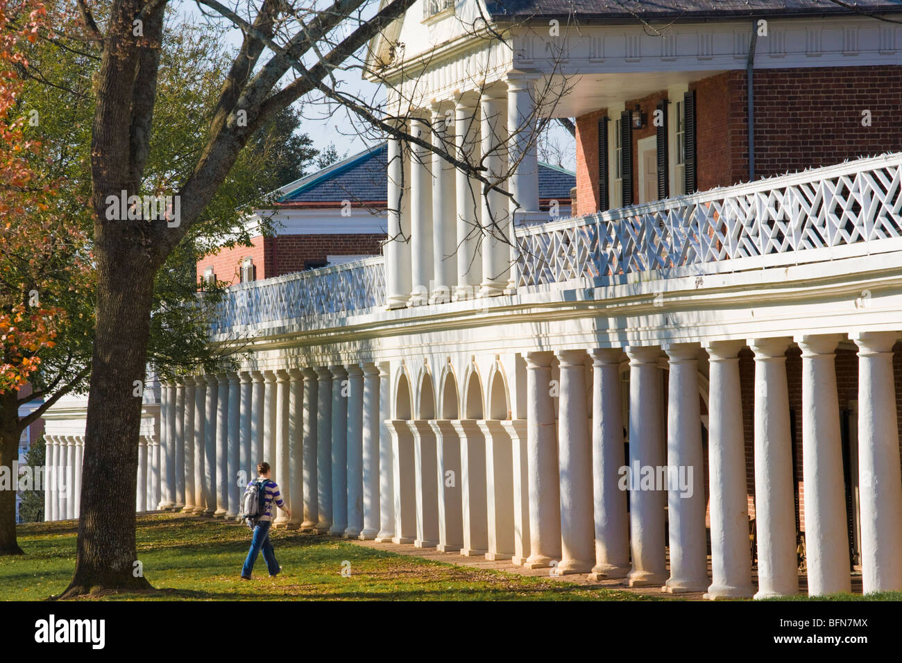 Pavilions of academical villages on the lawn at University of Virginia ...
