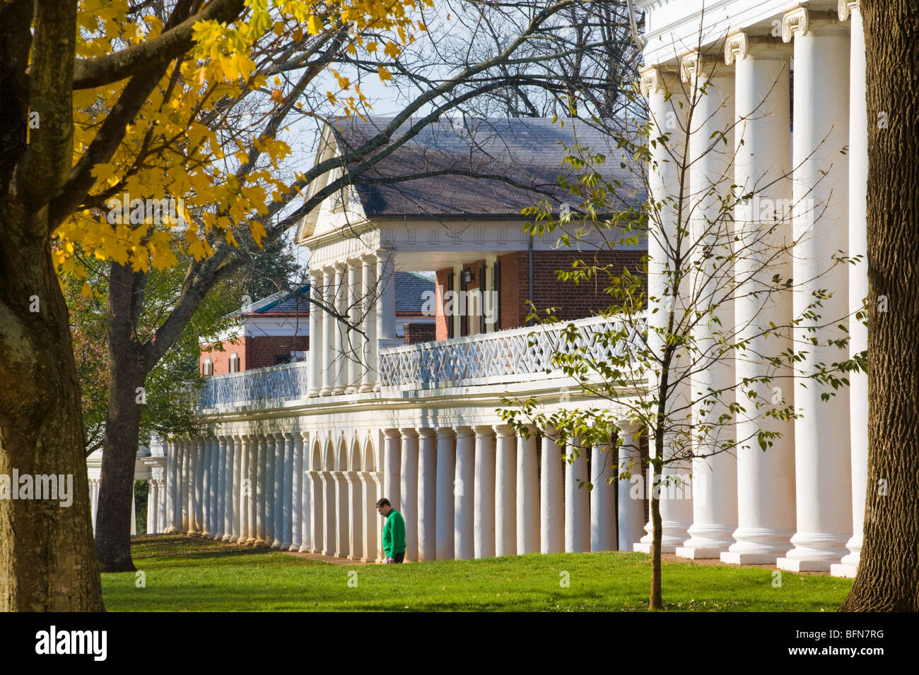 Pavilions of academical villages on the lawn at University of Virginia ...