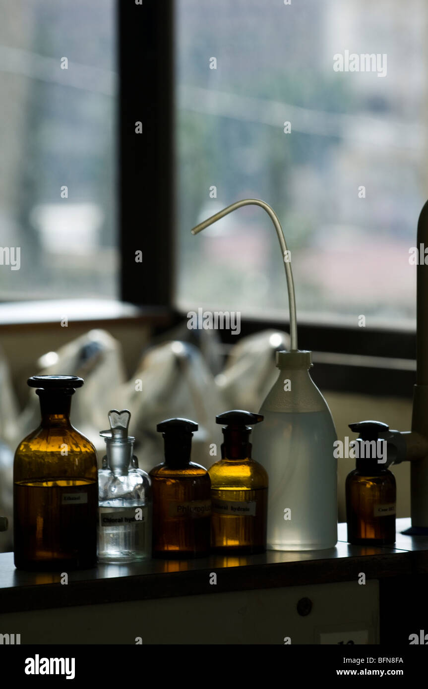 Medical bottles inside a laboratory Beirut Lebanon Middle East Asia ...