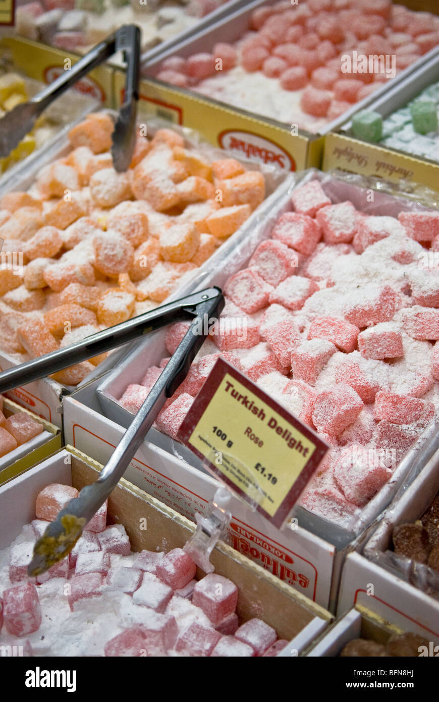 Sweet stall in Borough of Southwark South London. Many colourful types ...