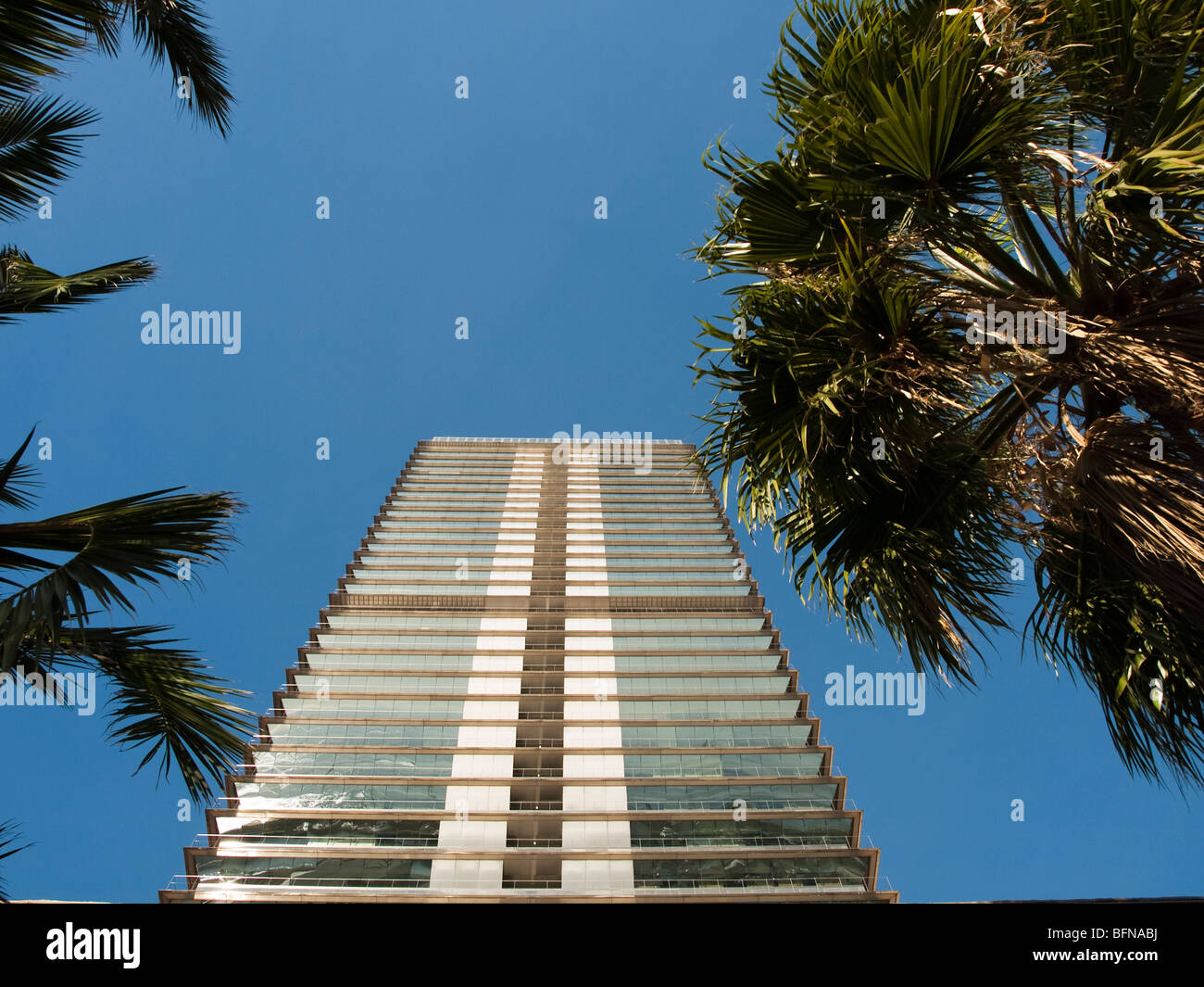 Torre Mapfre in Barcelona with blue sky background Stock Photo - Alamy