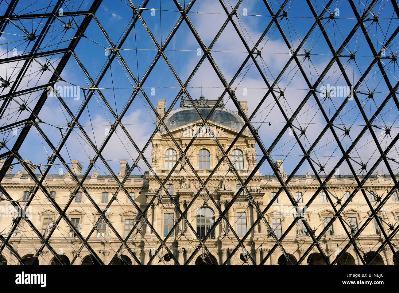 Louvre Museum,The Pyramid by I. M. Pei architect and Pavillon Richelieu ...
