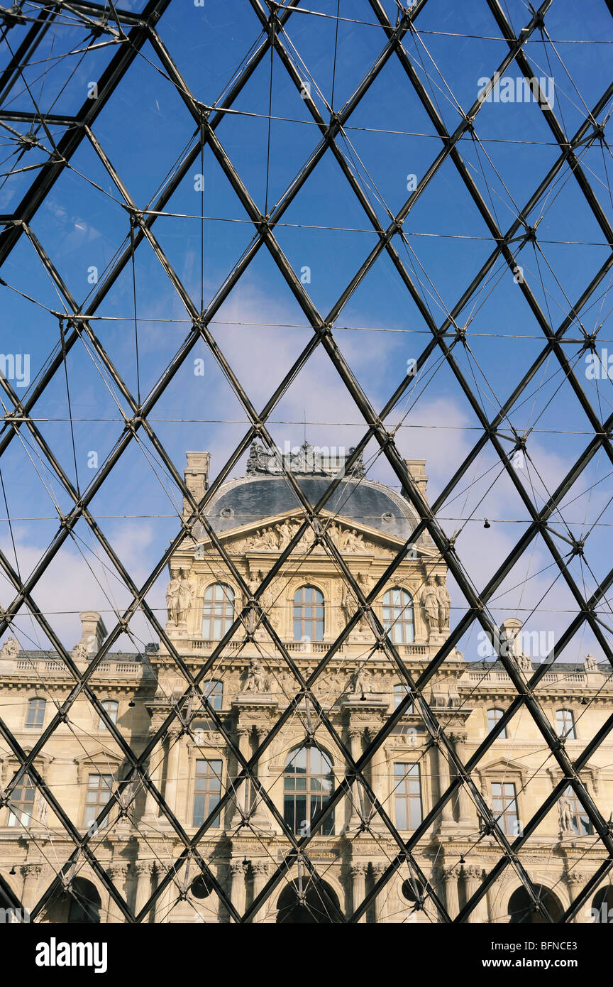 Louvre Museum,The Pyramid by I. M. Pei architect and Pavillon Richelieu ...