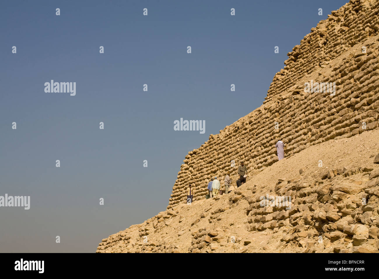 Restoration work at the Step Pyramid of Pharaoh Djoser at Sakkara, near ...
