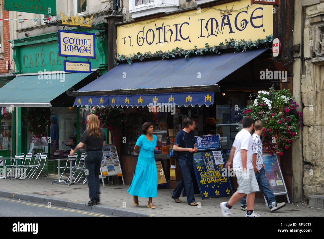 Colourful shop front in Glastonbury High Street Somerset England Stock ...
