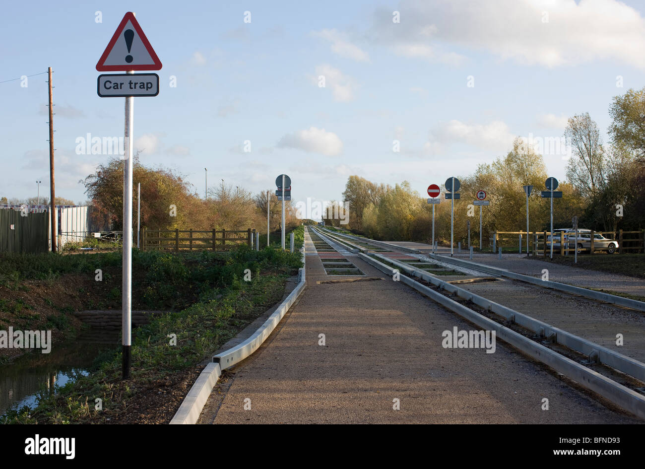 Start of new Guided Bus Track showing car trap to stop unauthorized ...