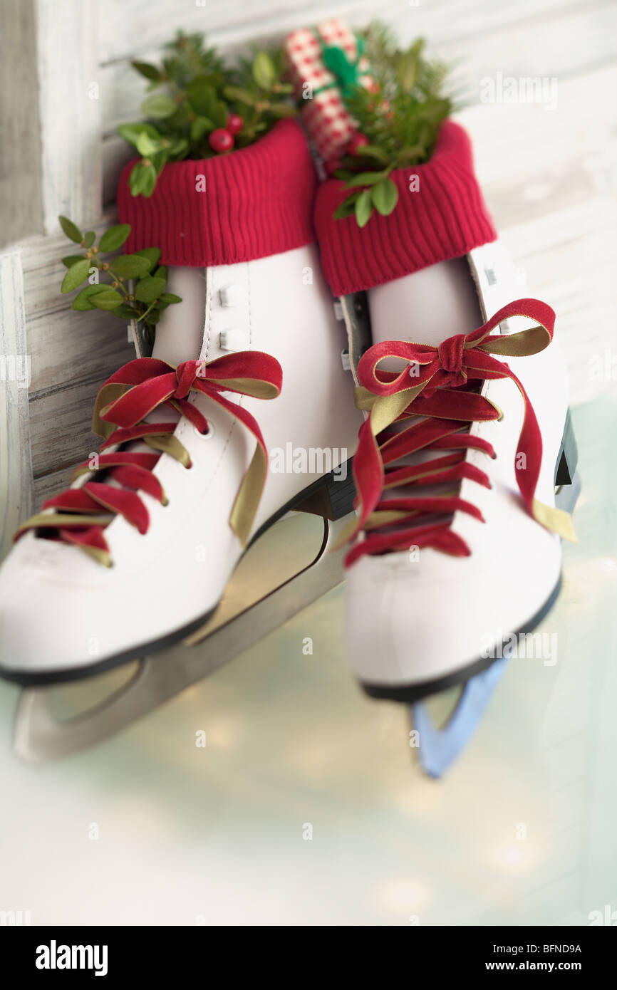 Holiday Ice Skates Stock Photo - Alamy