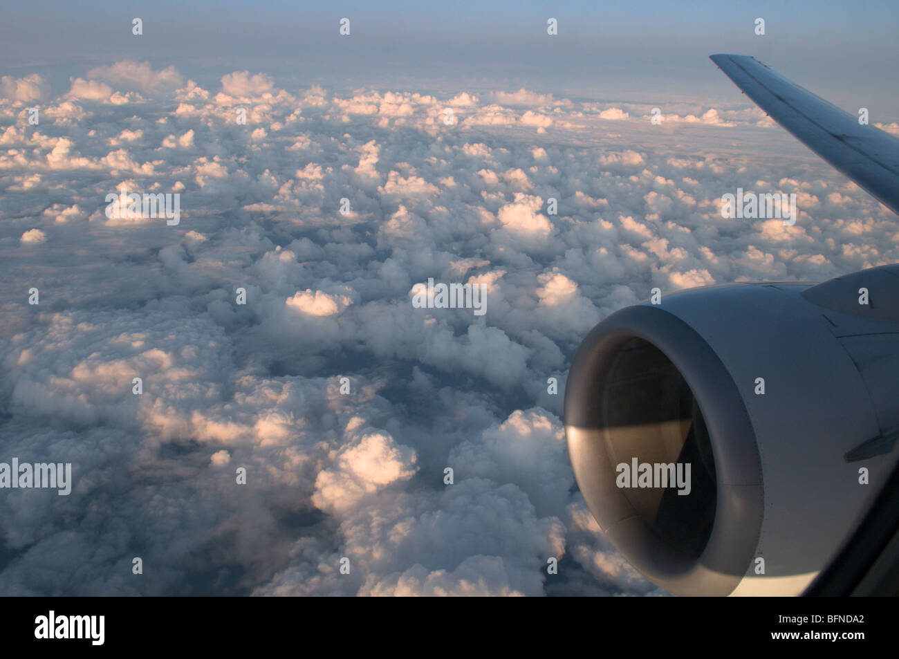 View from plane window flying over French Alps. Showing engine and wing ...