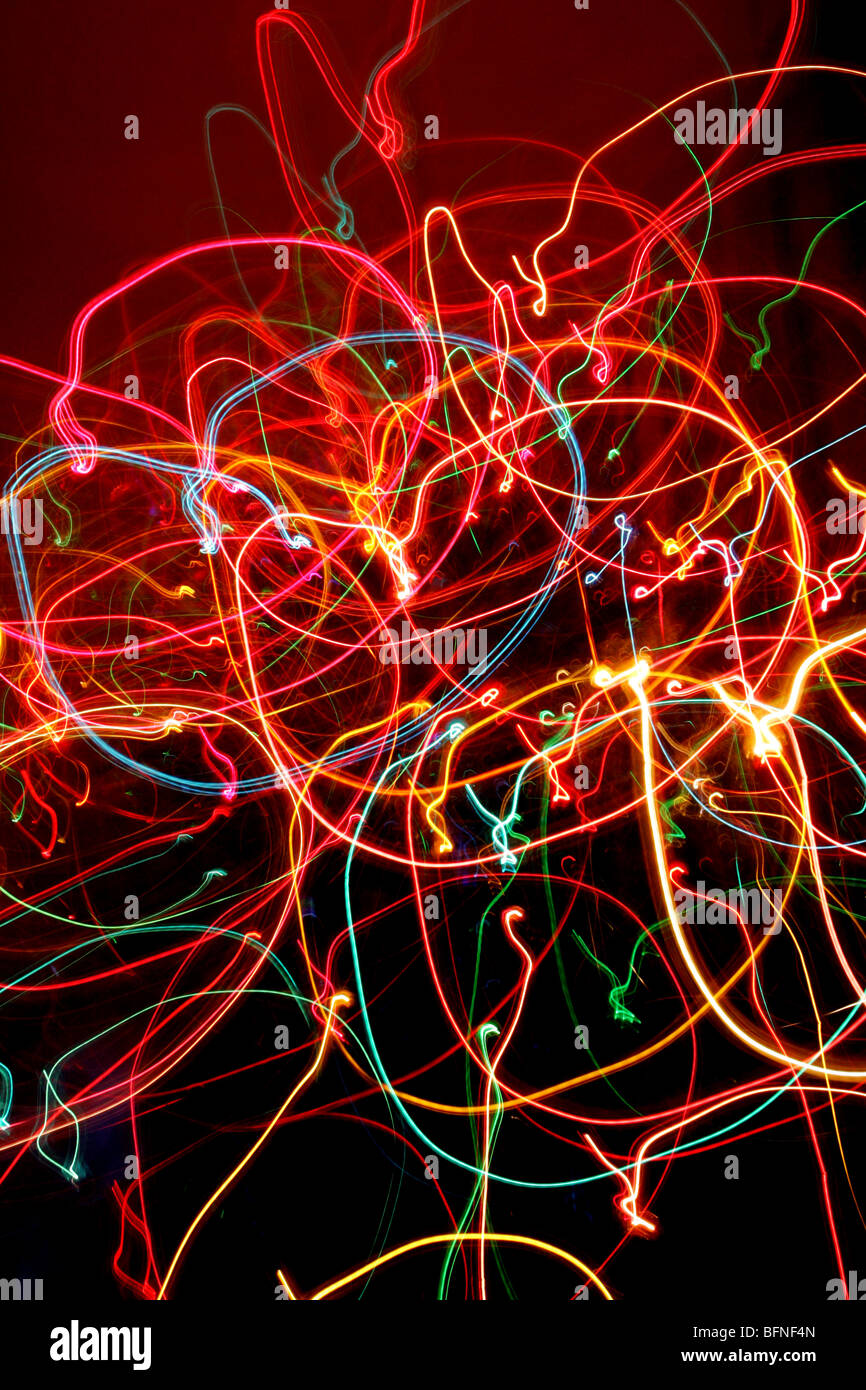 Colourful light trails Stock Photo - Alamy