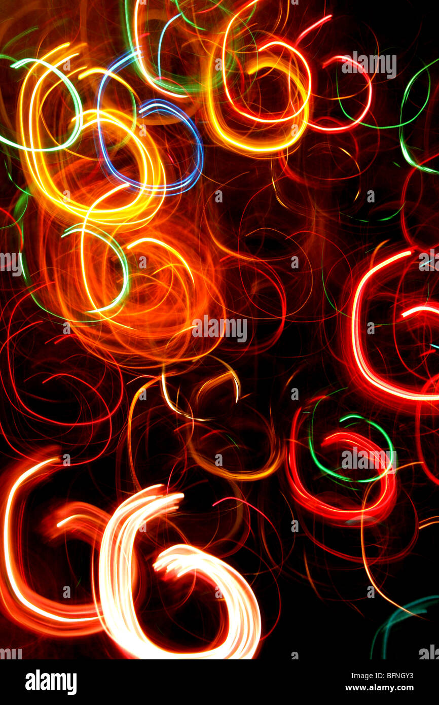 Colourful light trails Stock Photo - Alamy
