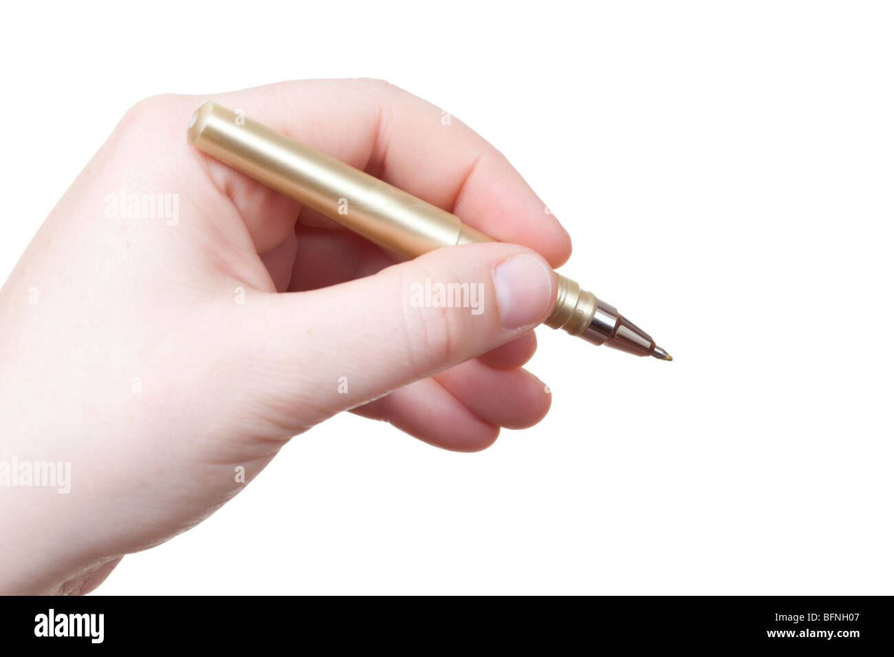 hand writting with a pen isolated on withe background Stock Photo - Alamy
