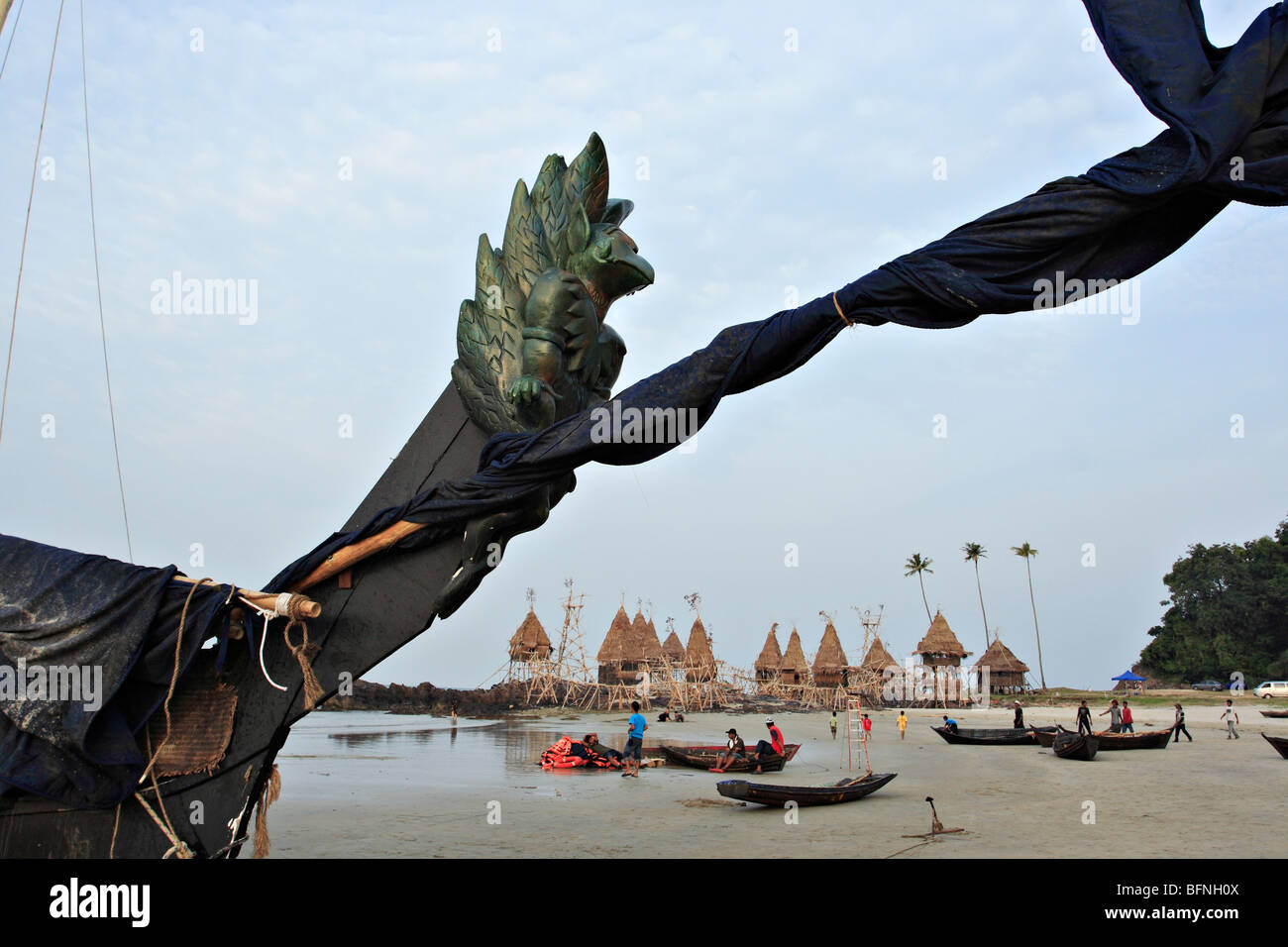 Sculpture on ship head for a movie set in Malaysia Stock Photo - Alamy