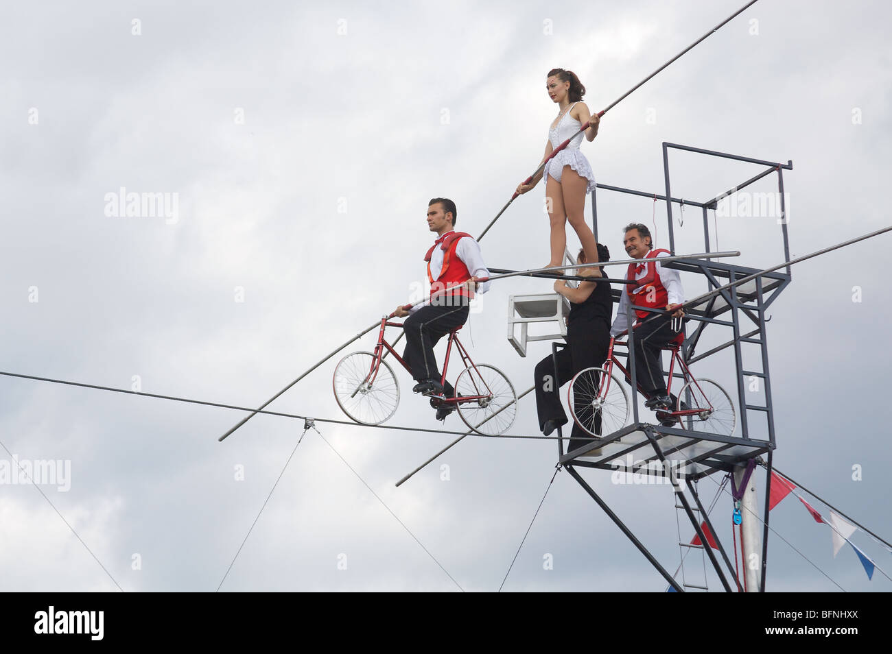 The Flying Wallendas perform on the tightrope Stock Photo - Alamy