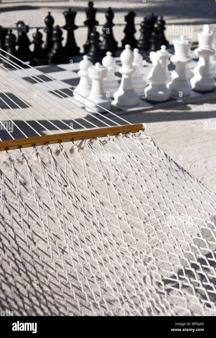 Giant chessboard on the beach at Biras Creek resort, Virgin Gorda ...