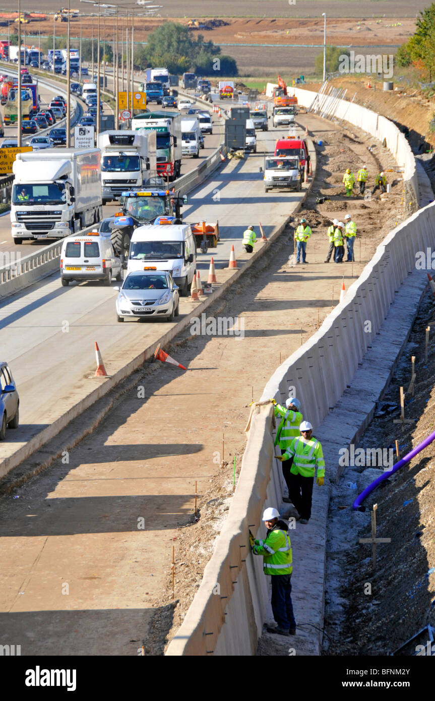 M25 motorway road widening construction project Stock Photo - Alamy