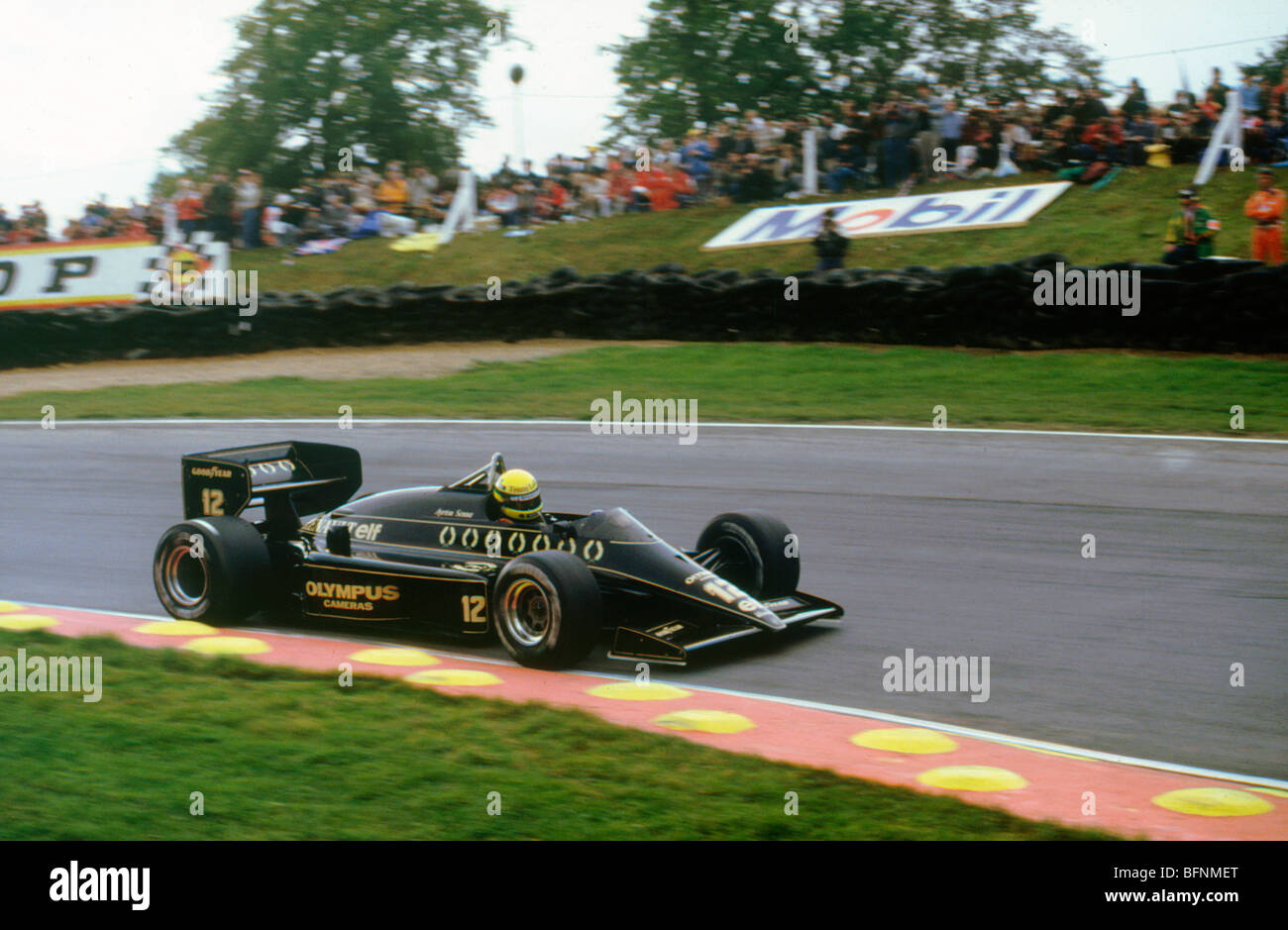 Ayrton Senna in Lotus 97T-Renault 1985 European Grand Prix at Brands ...