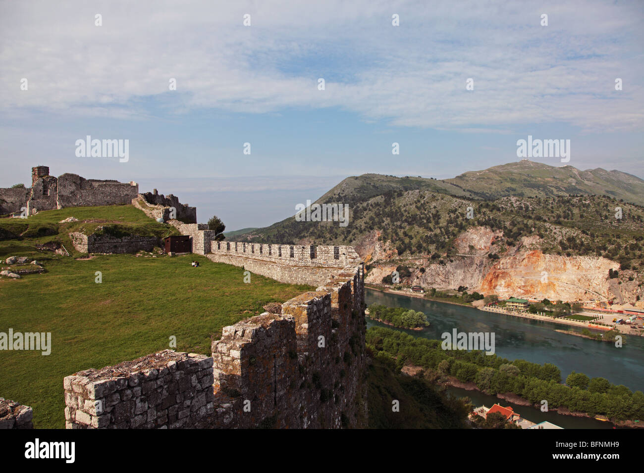 Rozafa Fortress overlooking Drin River, Shkoder, Albania Stock Photo ...