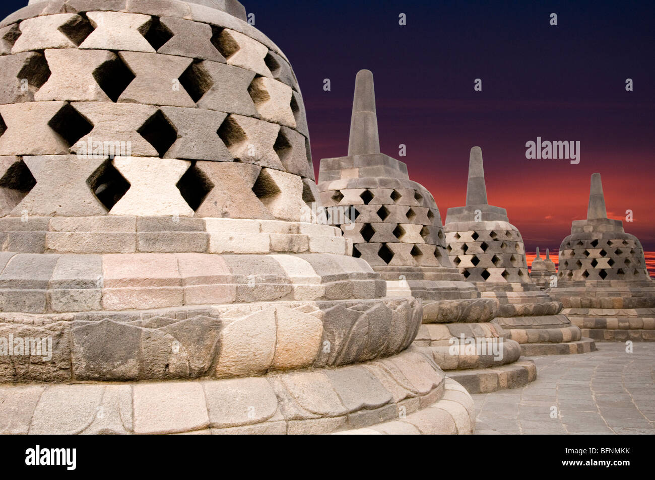 Borobudur temple at sunrise, Java, Indonesia Stock Photo - Alamy