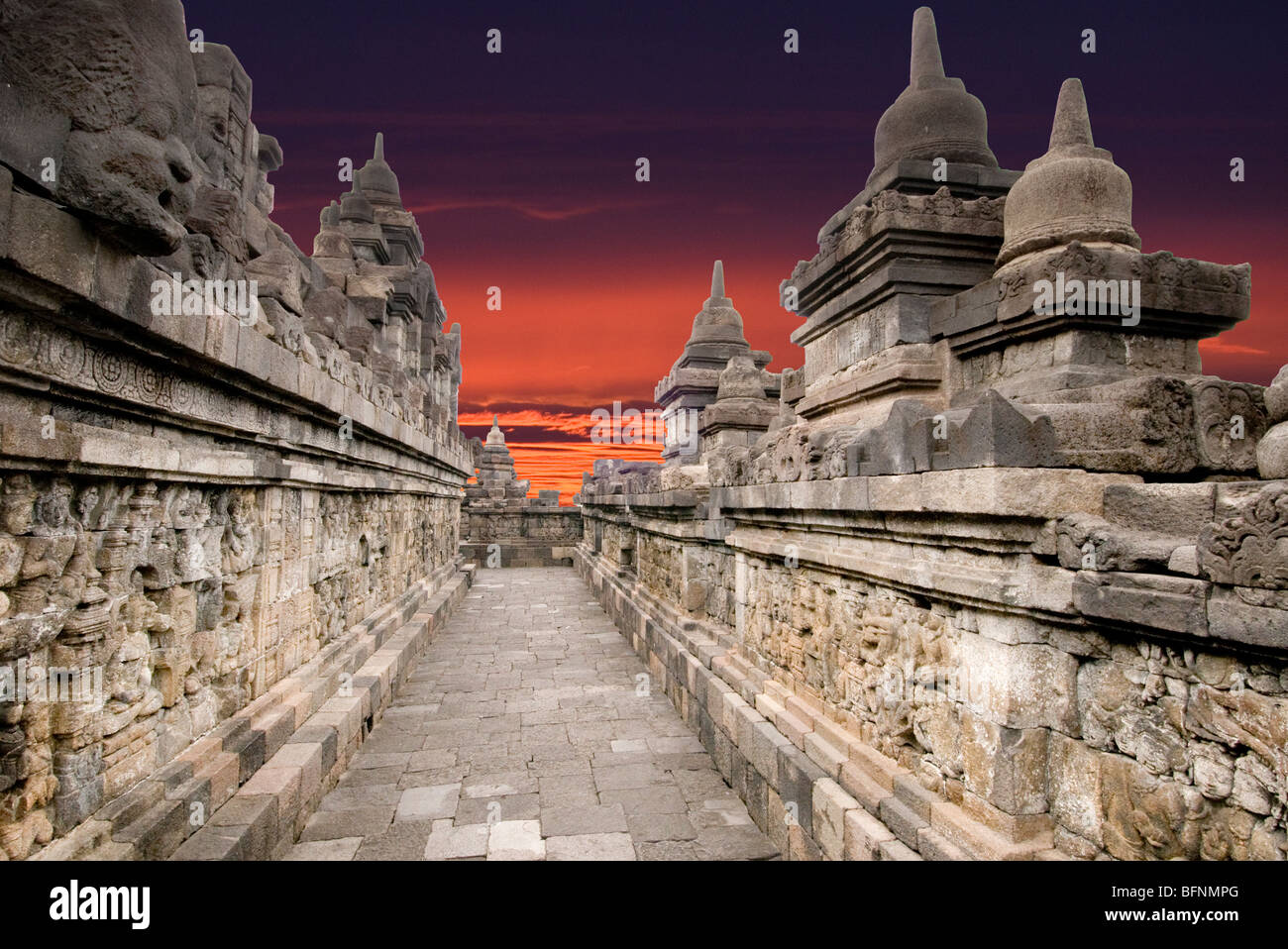 Borobudur temple at sunrise, Java, Indonesia Stock Photo - Alamy