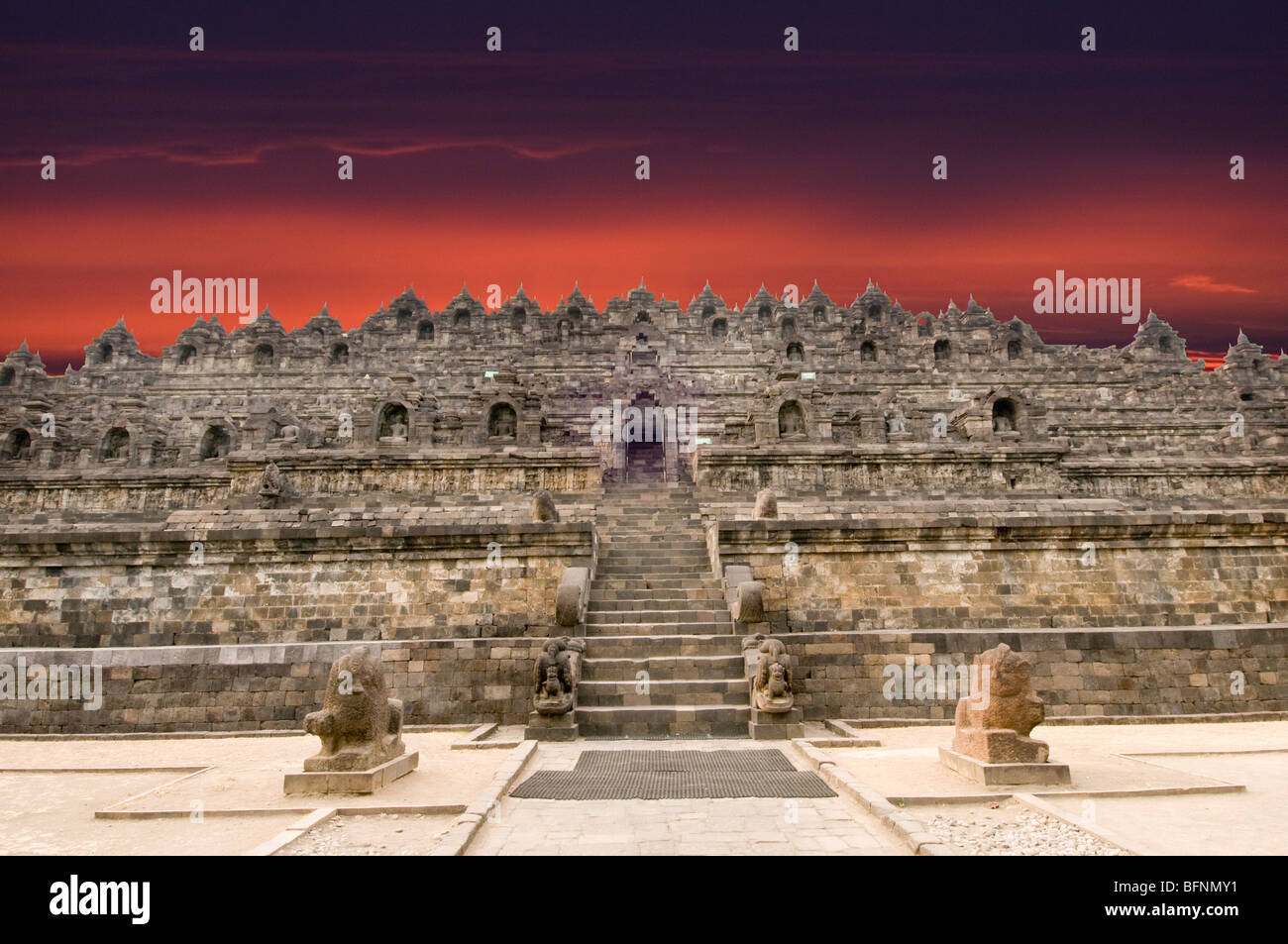Borobudur temple at sunrise, Java, Indonesia Stock Photo - Alamy