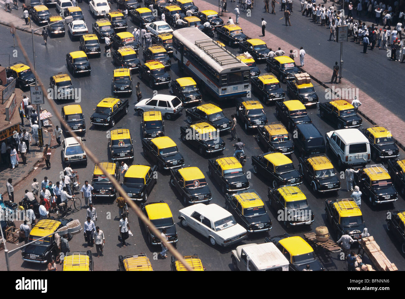 Traffic taxi taxies ; Bombay Mumbai ; Maharashtra ; India Stock Photo ...