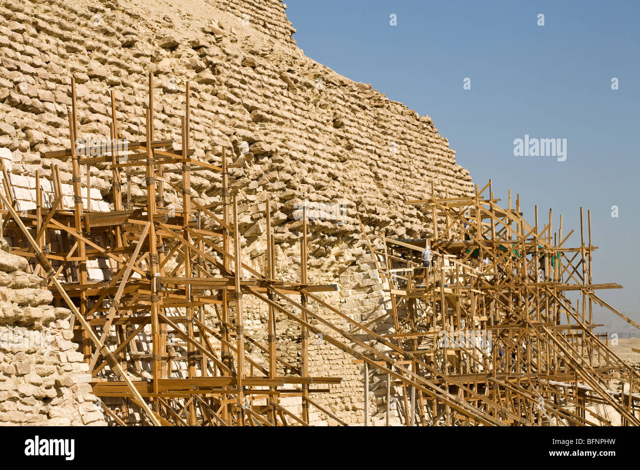 Restoration work at the Step Pyramid of Pharaoh Djoser at Sakkara, near ...