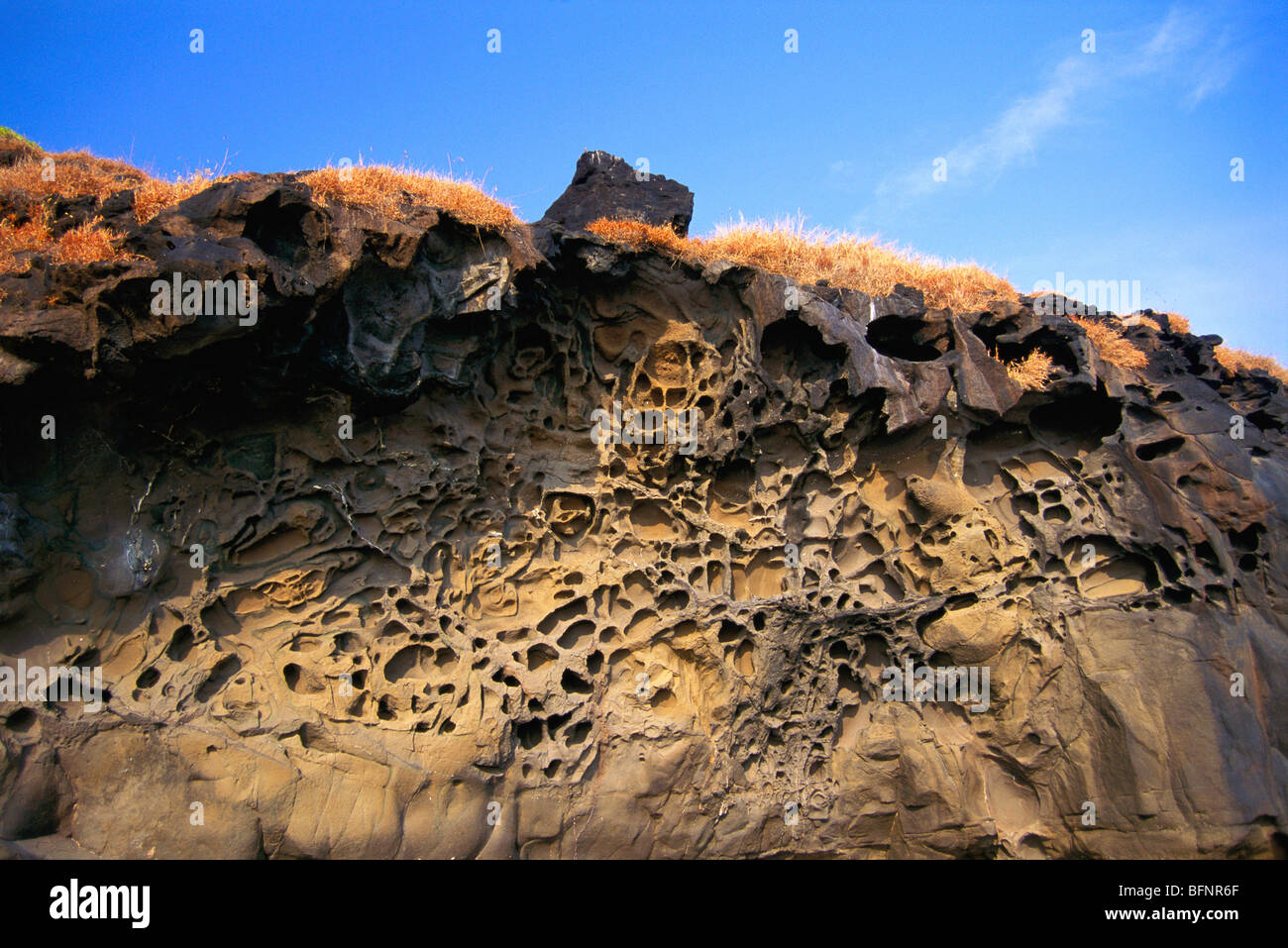 Beehive rocks ; Rock hive ; erosion by sea ; Harihareshwar beach ...