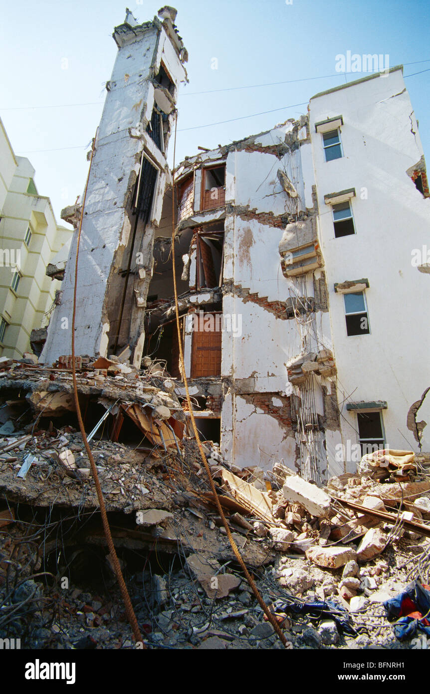 Gujarat Earthquake damage apartment building collapsed ; Ahmedabad ...