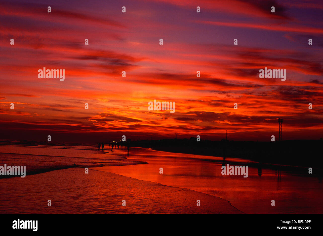 Sea and sky ; sunrise ; Puri beach ; Orissa ; odisha ; India ; asia ...