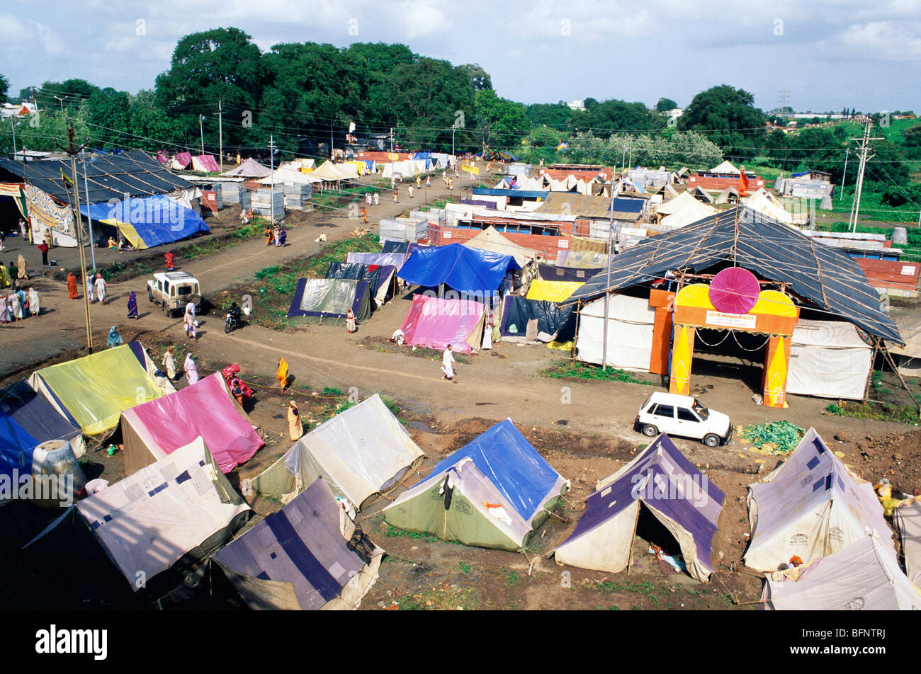 Aerial view of tents of Sadhugram ; Tapovan ; Kumbhamela ; Nashik ...