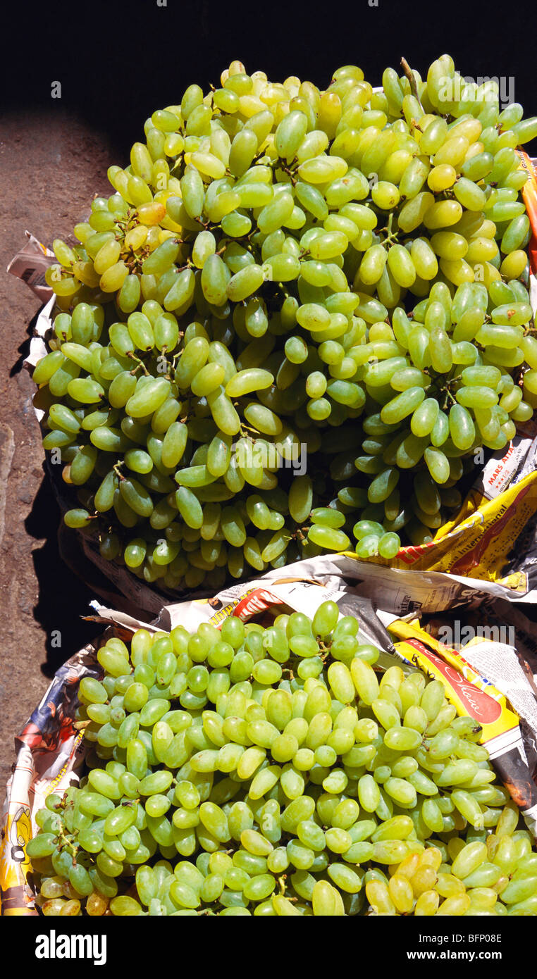 Green grapes in basket for sale ; India ; asia Stock Photo - Alamy