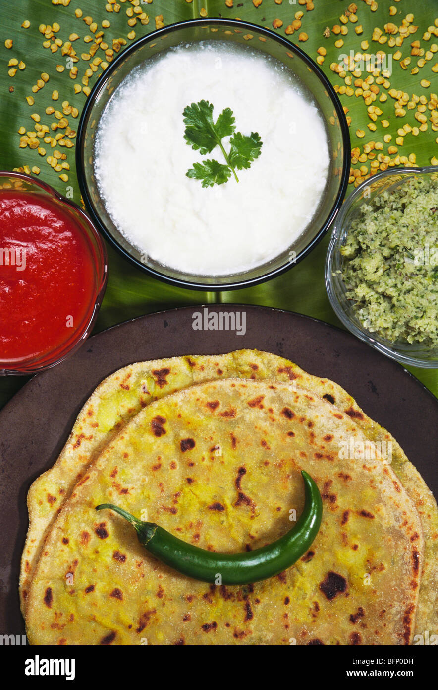MPC 62155 : Yogurt and potato paratha ; India Stock Photo - Alamy