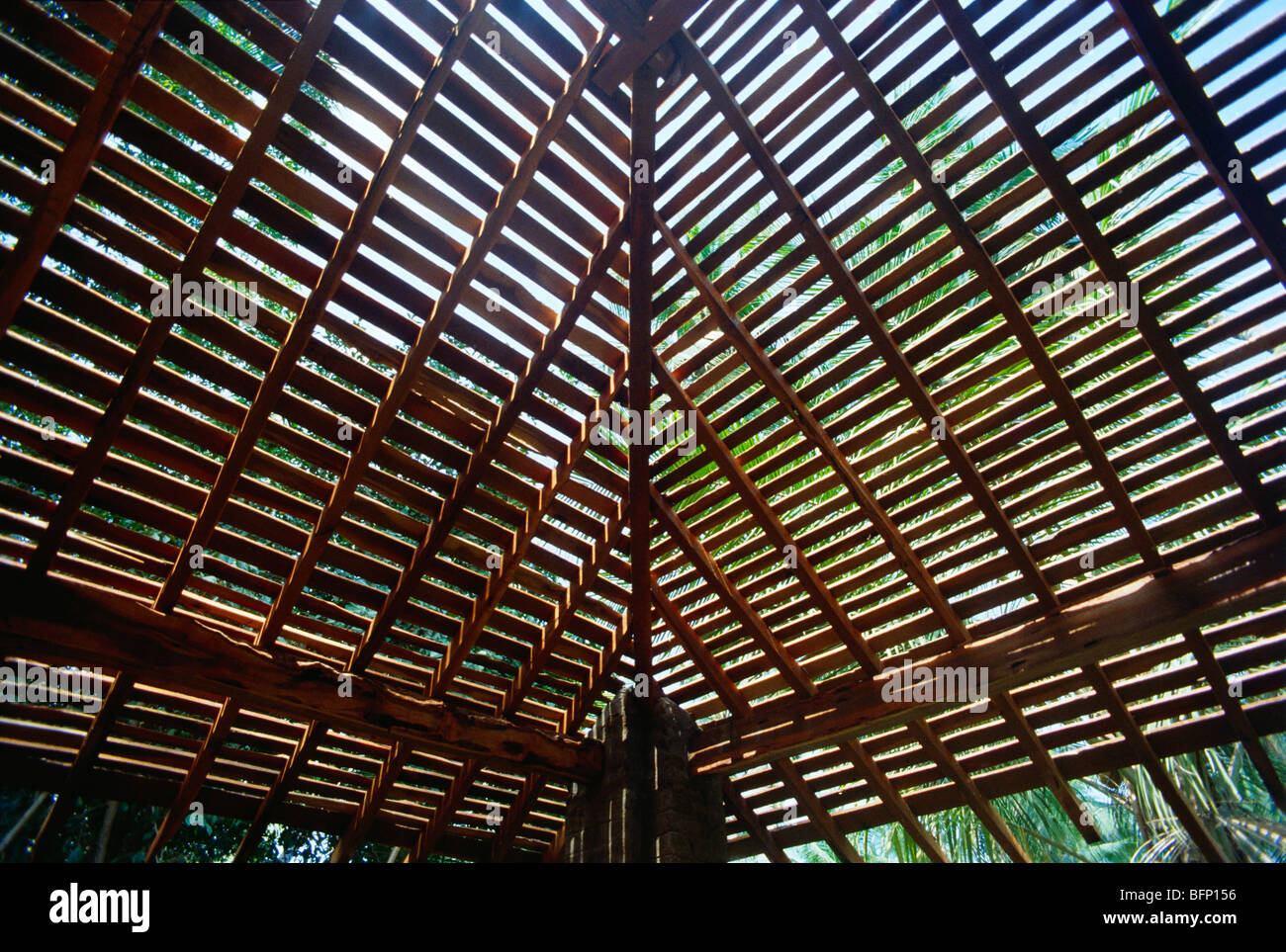 Wood roof under construction ; India Stock Photo - Alamy