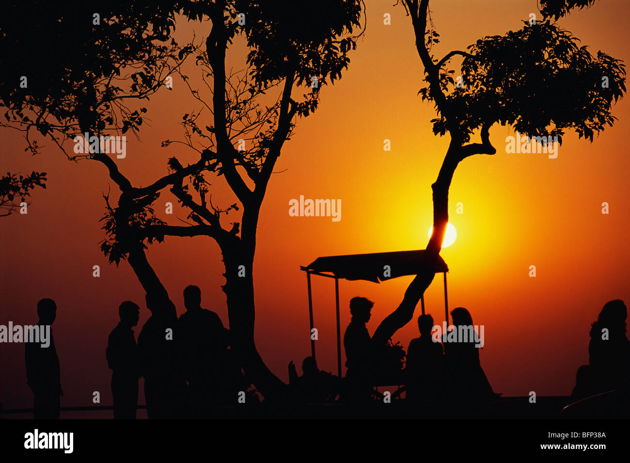 People at sunset ; Lion point ; Lonavala ; Maharashtra ; India ; asia ...