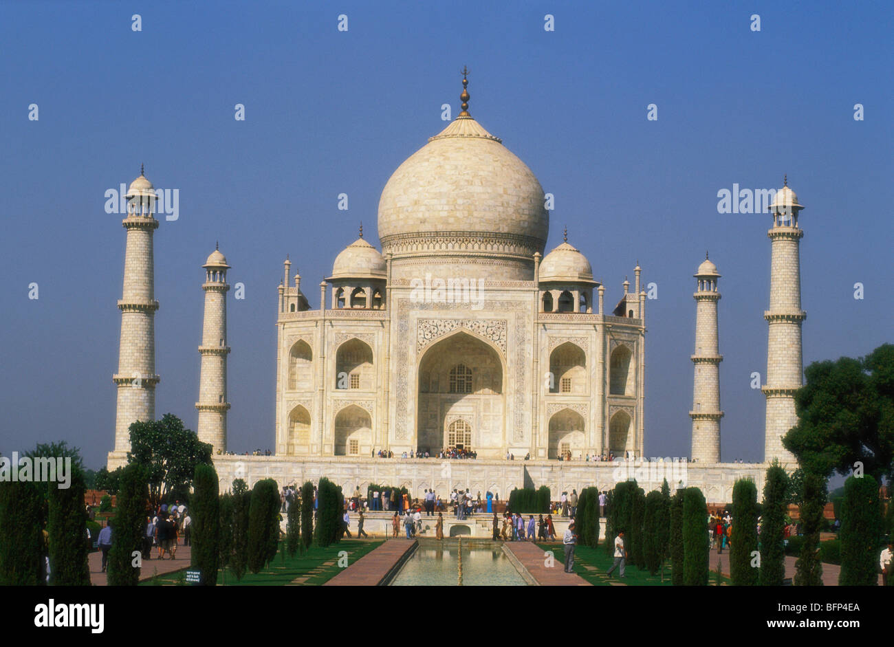 Taj Mahal ; ivory white marble mausoleum ; Agra ; Uttar Pradesh ; India ...