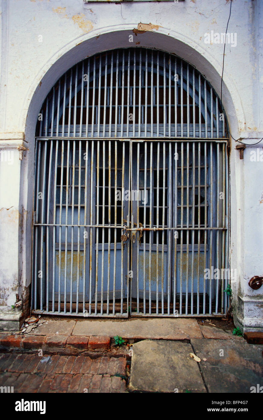 Closed iron grill gate ; Raj Bhavan ; Ayodhya ; Faizabad ; Uttar ...