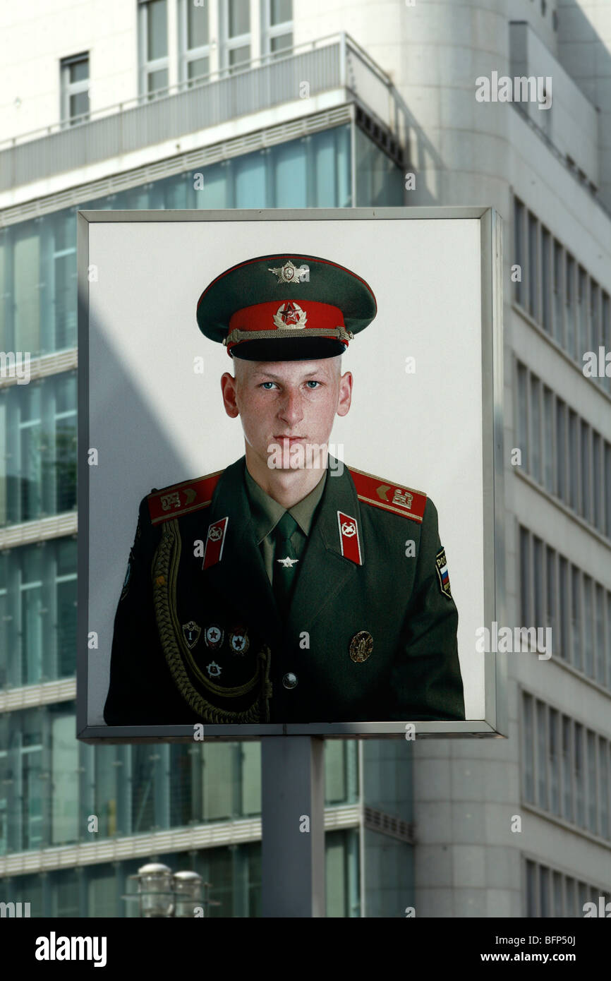 Image of Soviet soldier, Checkpoint Charlie, Berlin, Germany Stock ...