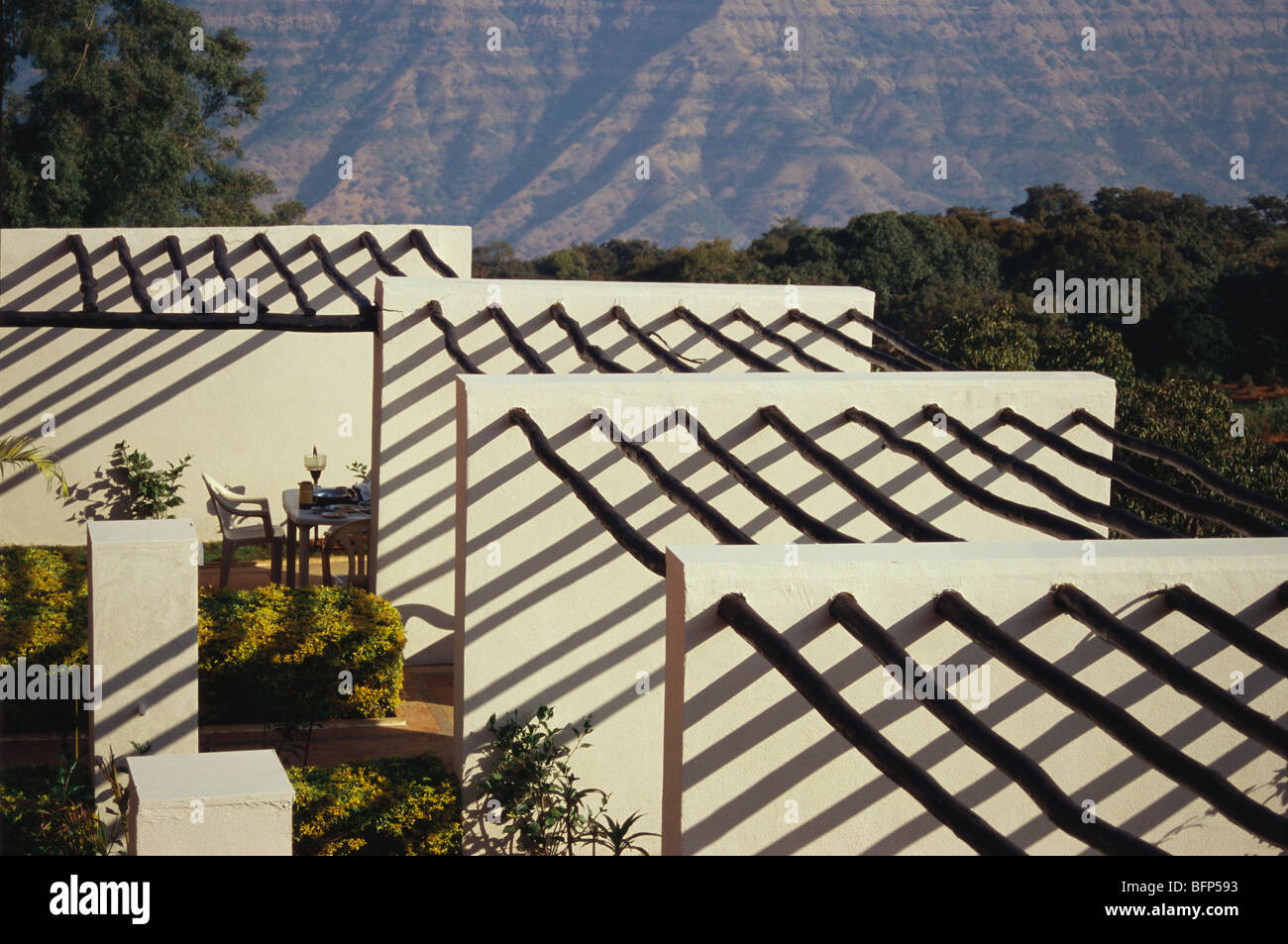 Wooden logs roof ceiling in India Stock Photo - Alamy