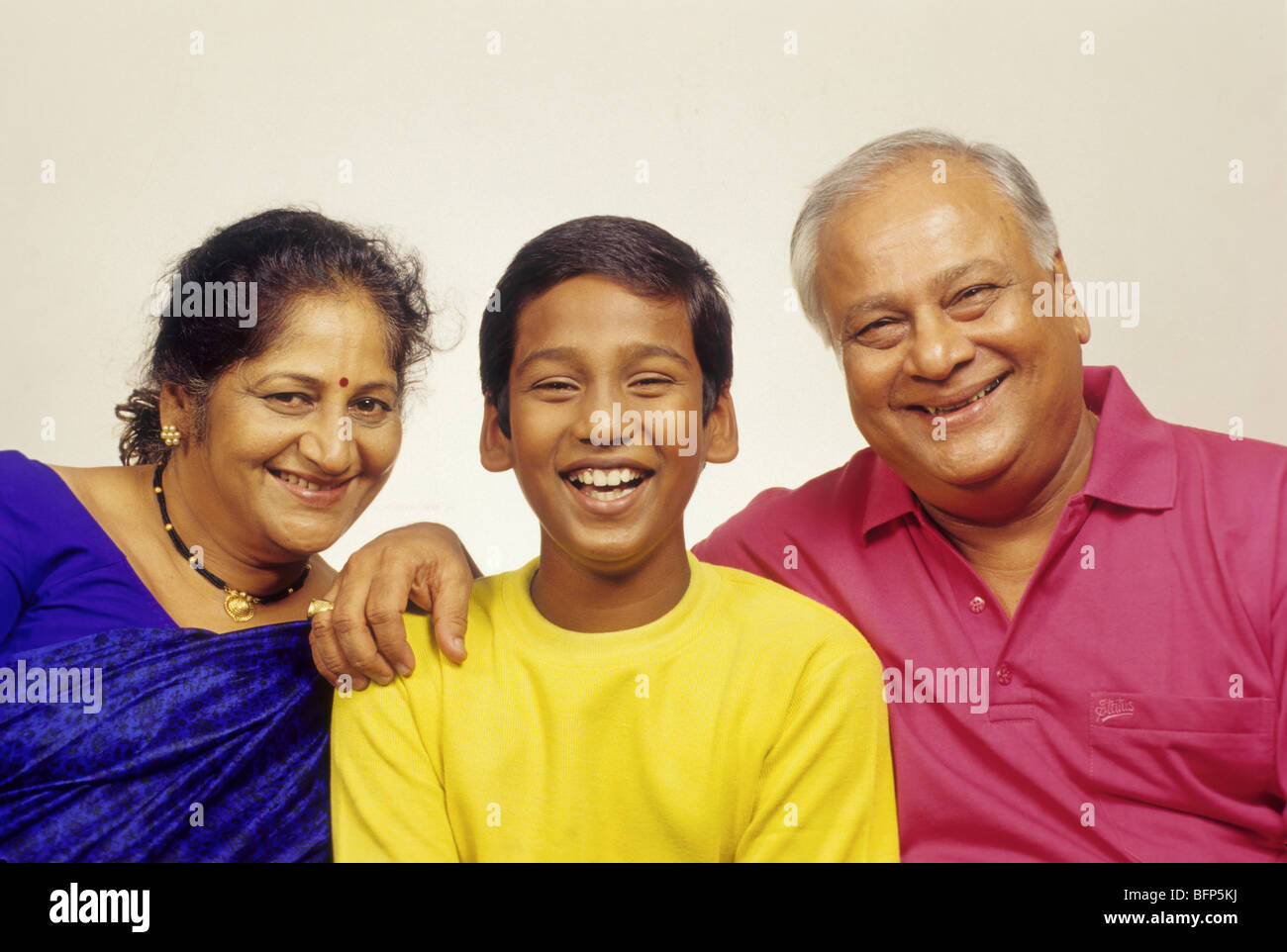 Indian family Grandparents with grandson portrait ; India ; Asia ; MR ...