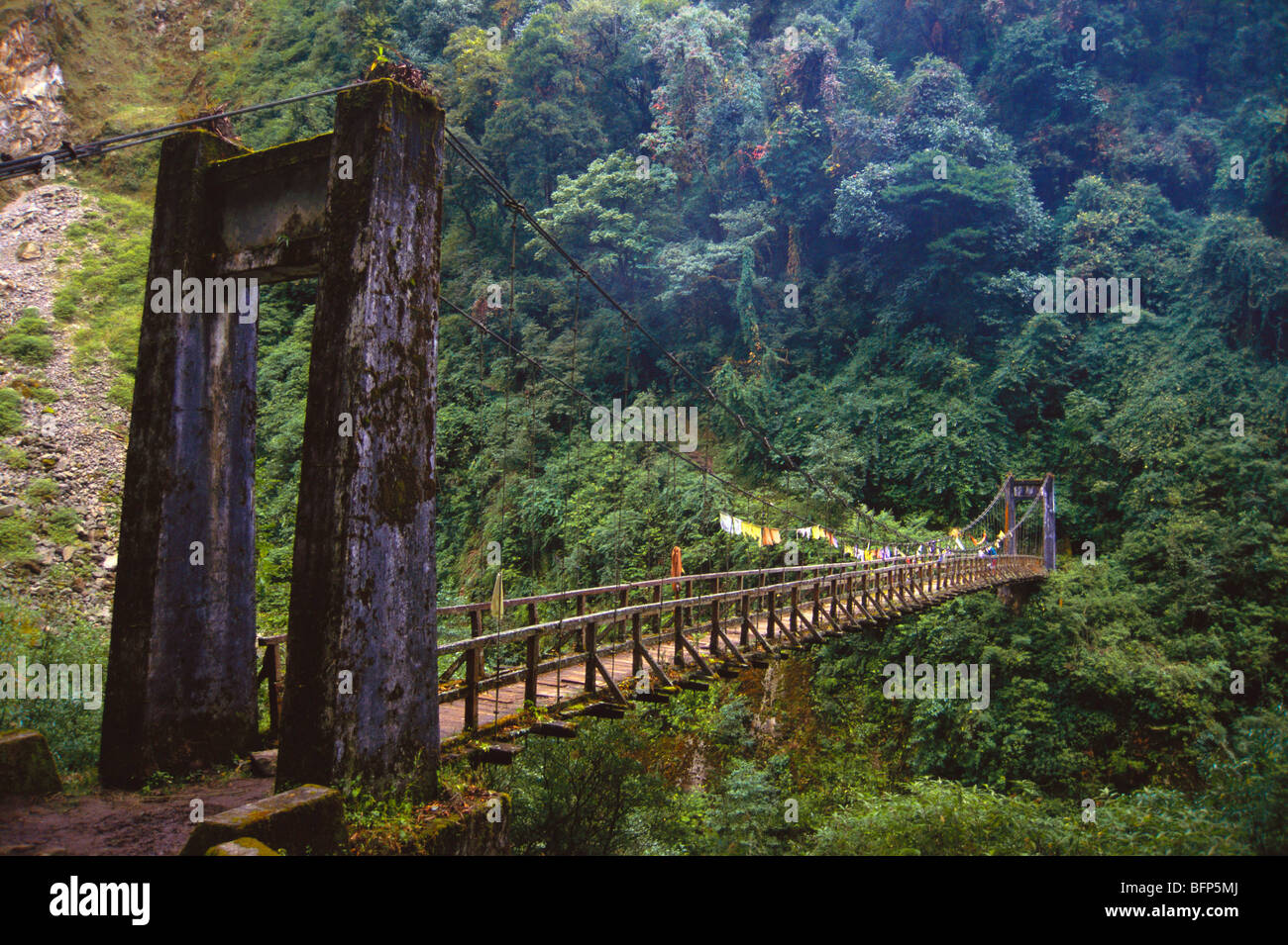 Old bridge ; Yuksom ; Yoksam ; Yoksum ; Geyzing ; Sikkim ; India ; asia ...
