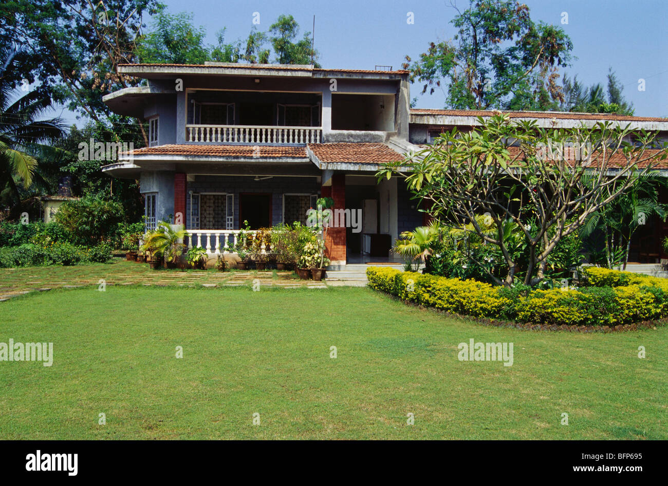 Bungalow with lawn ; Panvel ; Bombay Mumbai ; Maharashtra ; India Stock ...