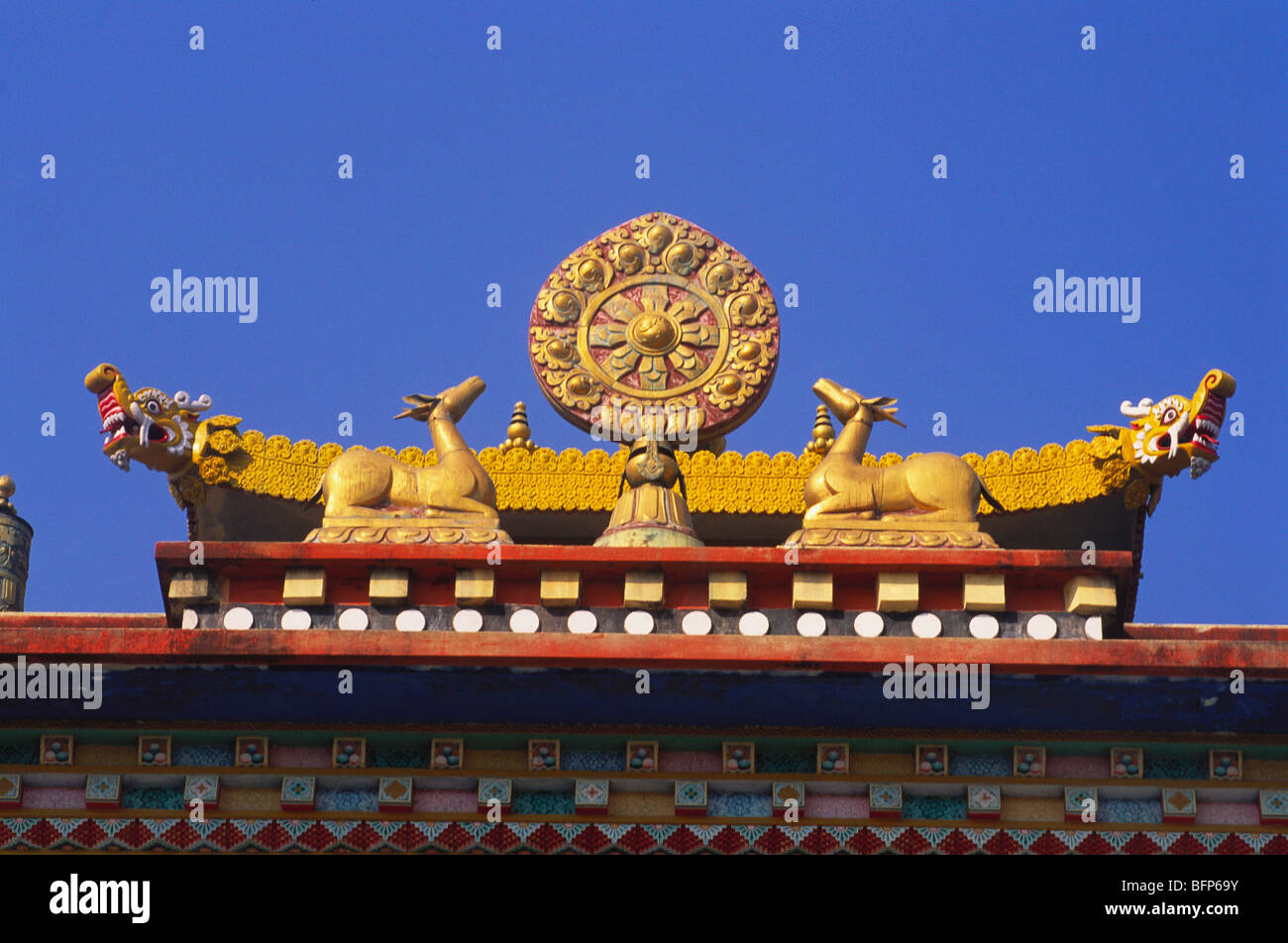 Tibetan monastery roof ; Bodhgaya ; Bihar ; India ; asia Stock Photo ...