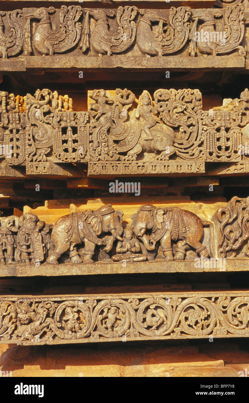 Shiva temple in 11th century ; Halebid Halebidu ; Karnataka ; India ...