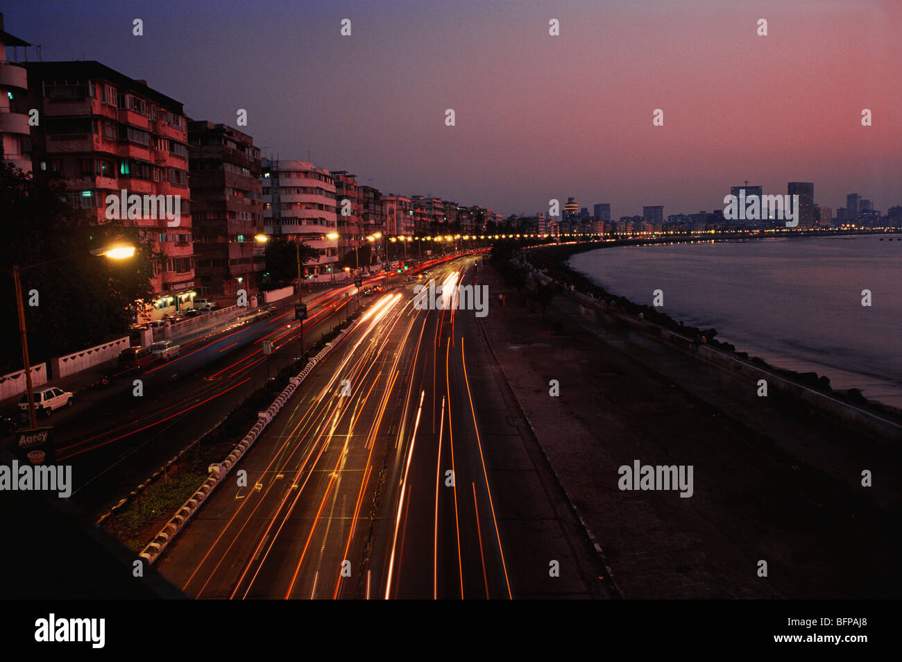Marine Drive by night ; Bombay Mumbai ; Maharashtra ; India Stock Photo ...