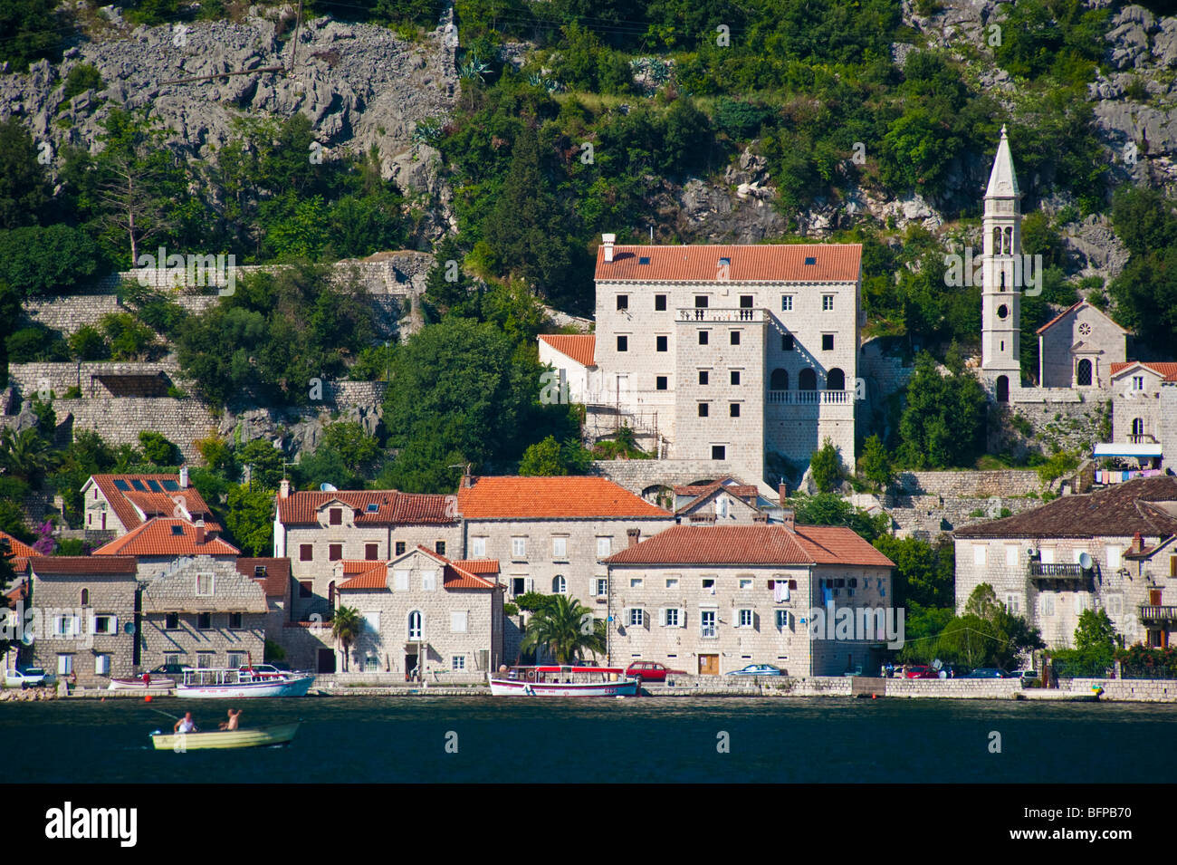 Historic city of Perast, Risan Bay, Bay of Kotor, Montenegro Stock ...