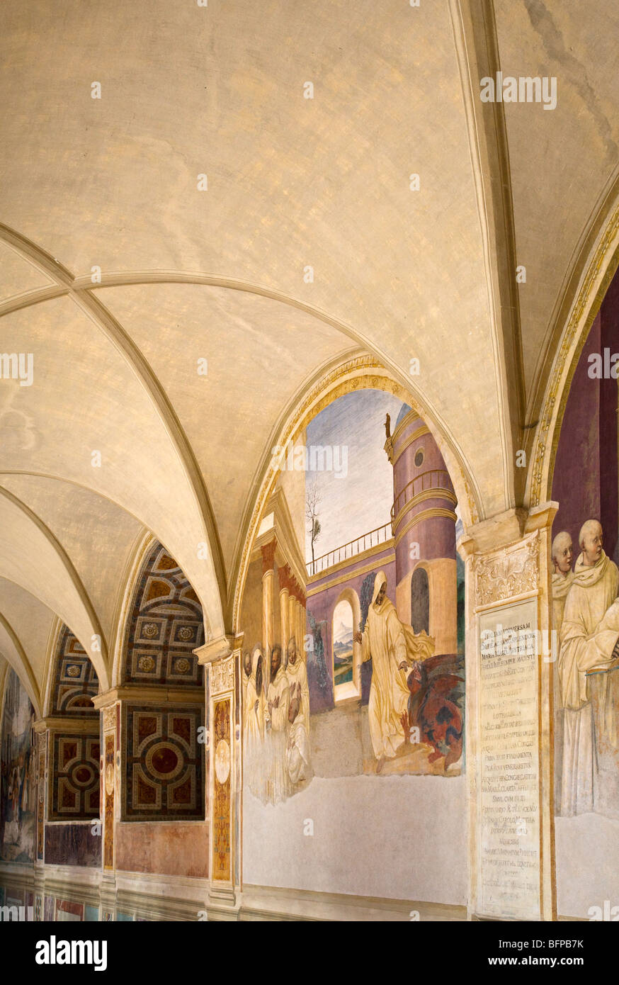 Italy,Tuscany,frescos in the Monte Oliveto Maggiore Abbey Stock Photo ...