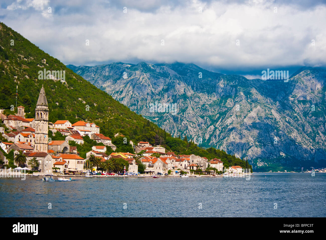Historic city of Perast, Risan Bay, Bay of Kotor, Montenegro Stock ...