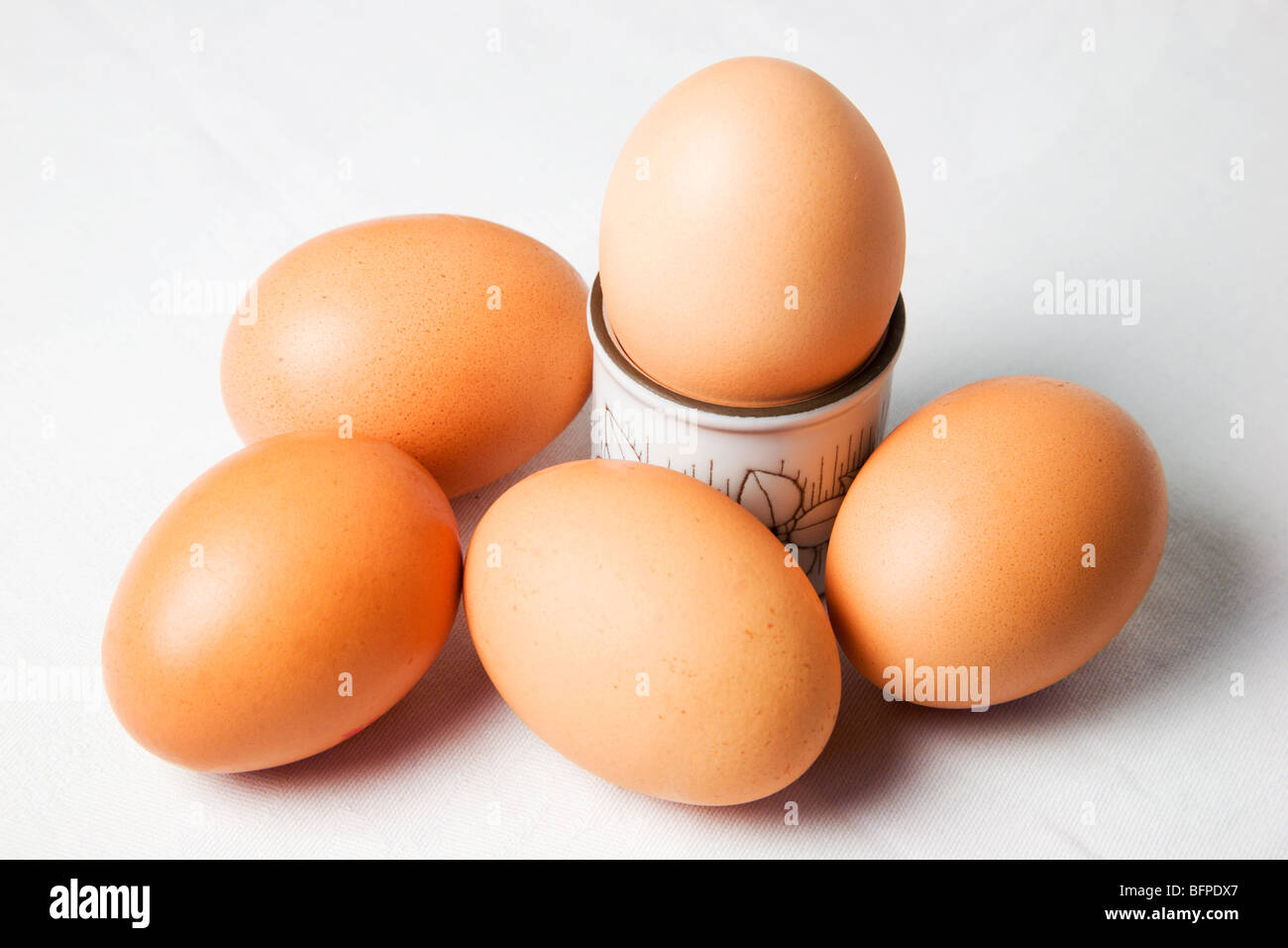 Five Eggs on a White Background Stock Photo - Alamy