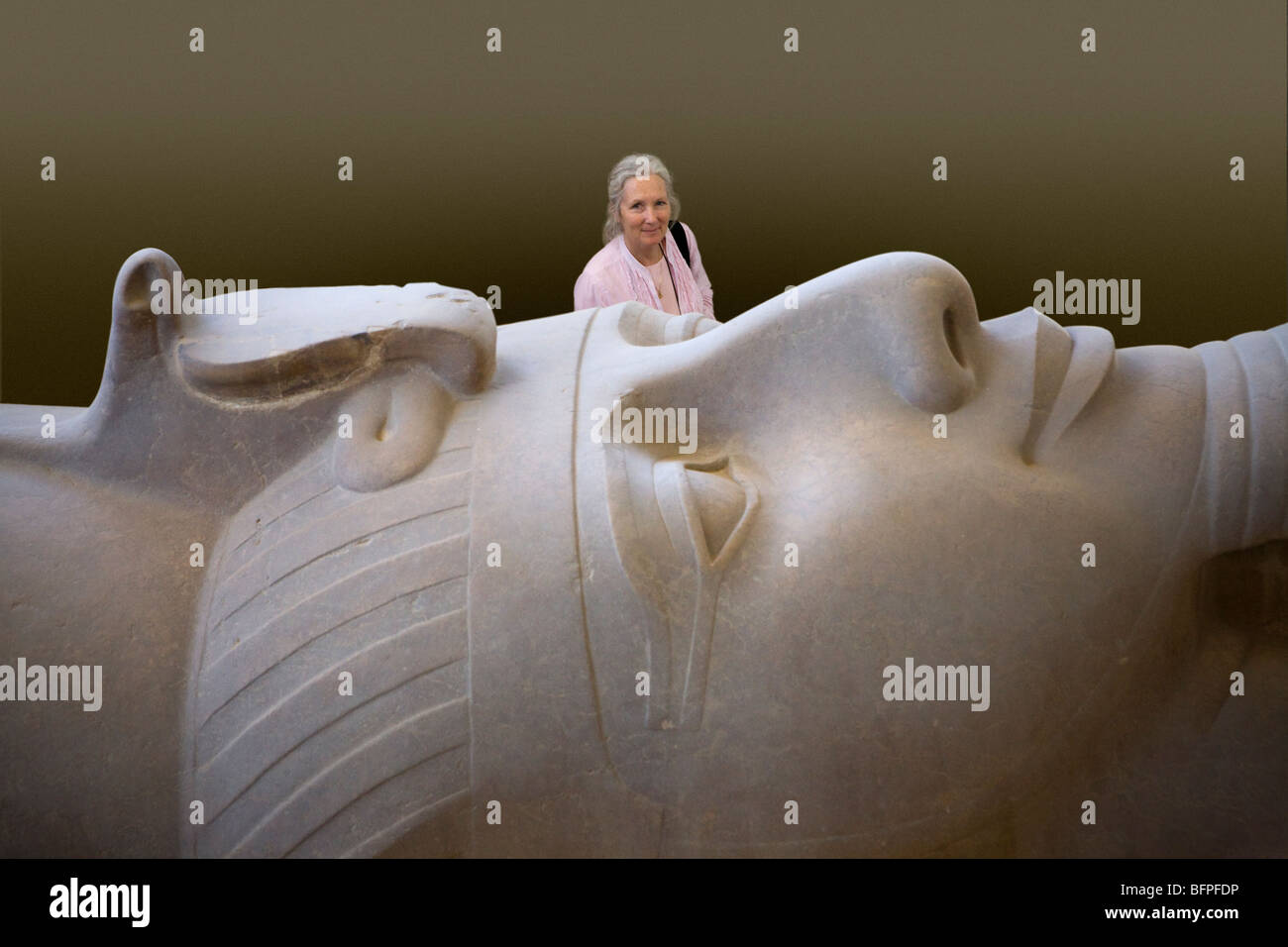 Close up of the head of Colossus of Ramesses II within the museum at ...