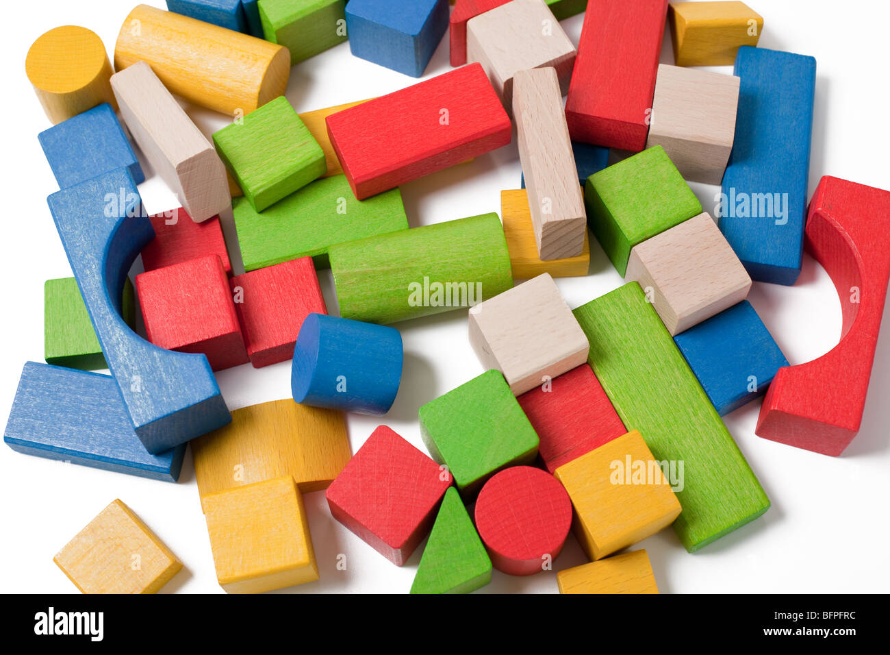 colorful wooden toy blocks isolated on white background Stock Photo - Alamy